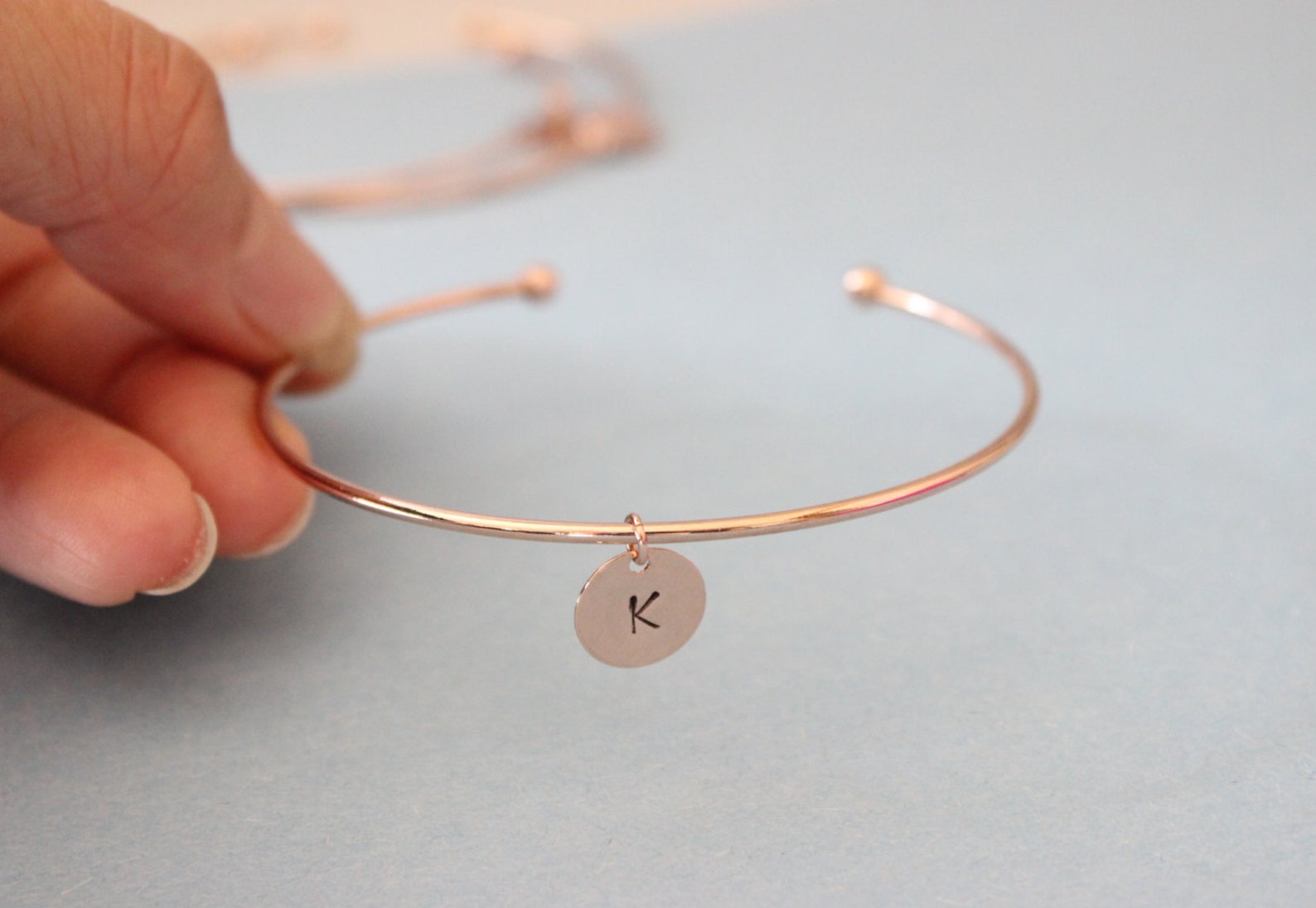 Initial Bangle Letter Bracelet Initial Birthstone Bangle - Etsy