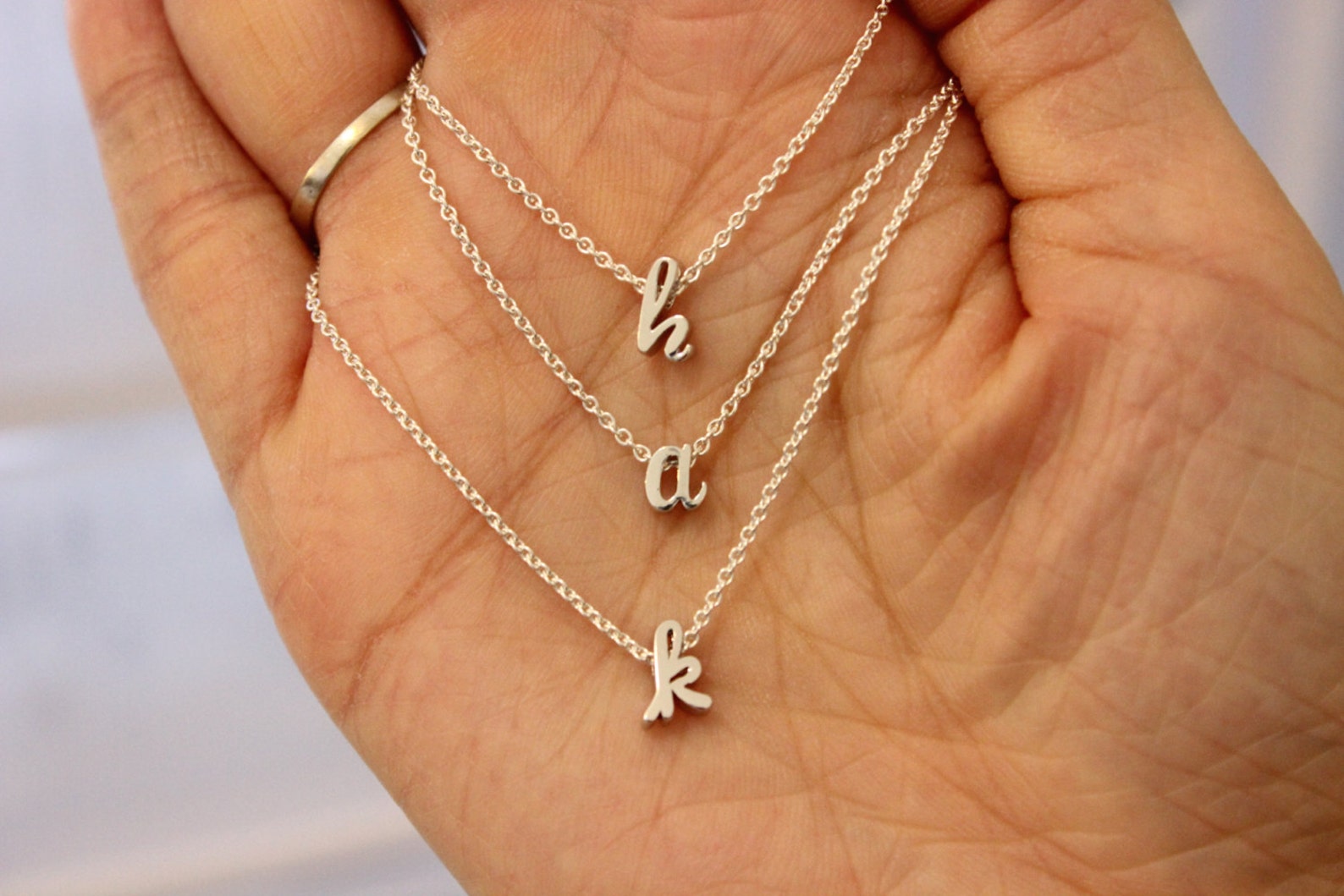 Tiny Gold Cursive Initial Necklace Tiny Letter Necklace - Etsy