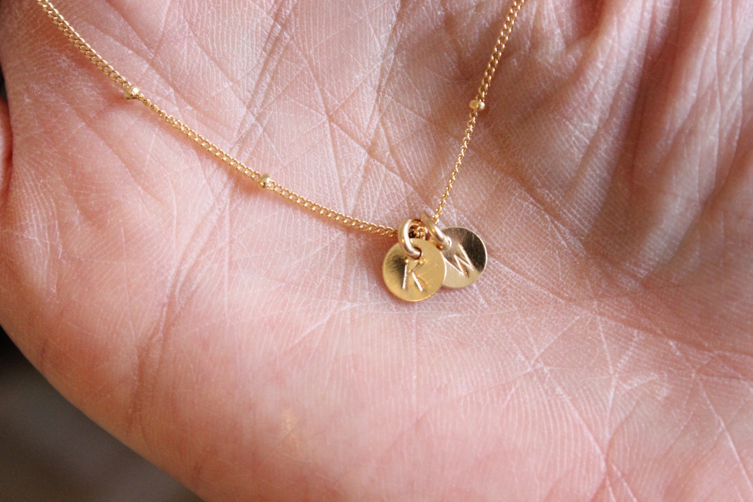 Delicate Gold Necklace Two Initial Necklace Two Monogram | Etsy