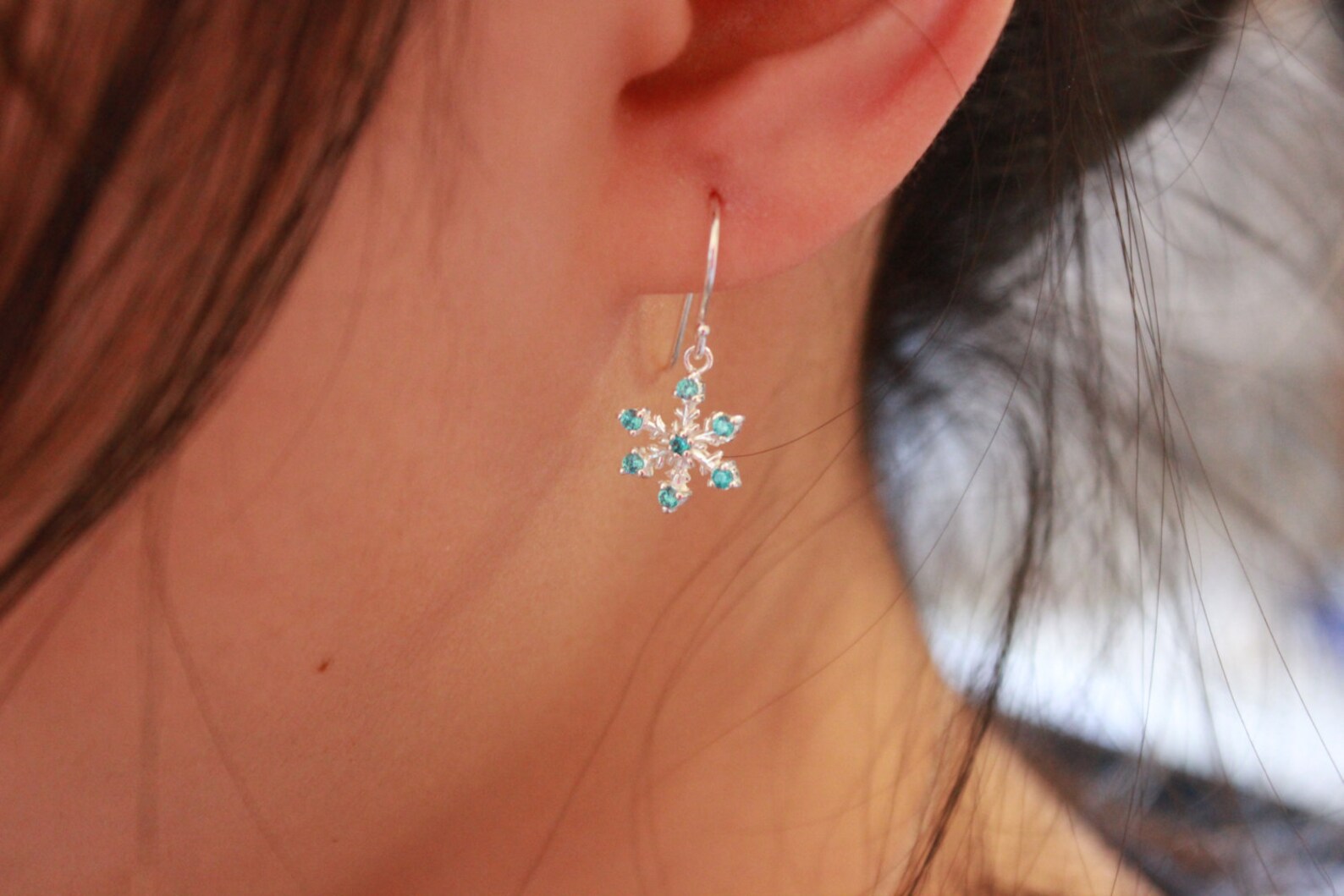 Sterling Silver Snowflake Earrings Blue Topaz Snowflake - Etsy