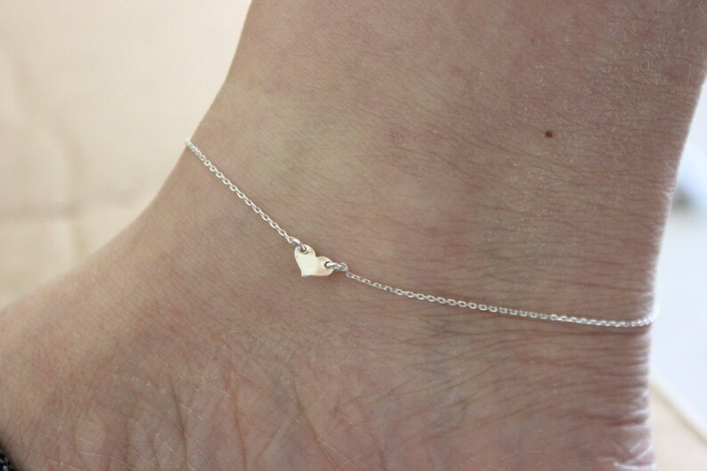Tiny Heart Anklet Silver Anklet Simple Anklet Delicate - Etsy