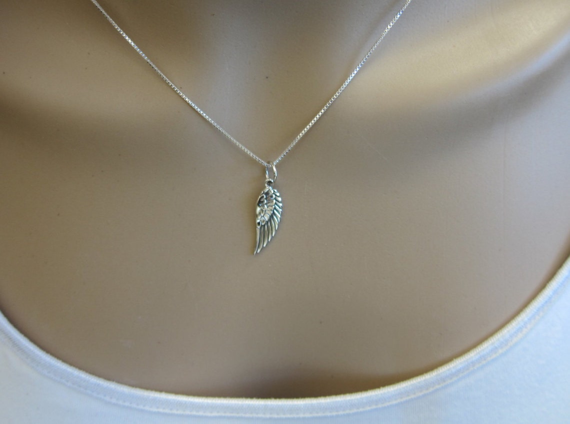 Sterling Silver Wing Necklace Memorial Necklace Simple - Etsy