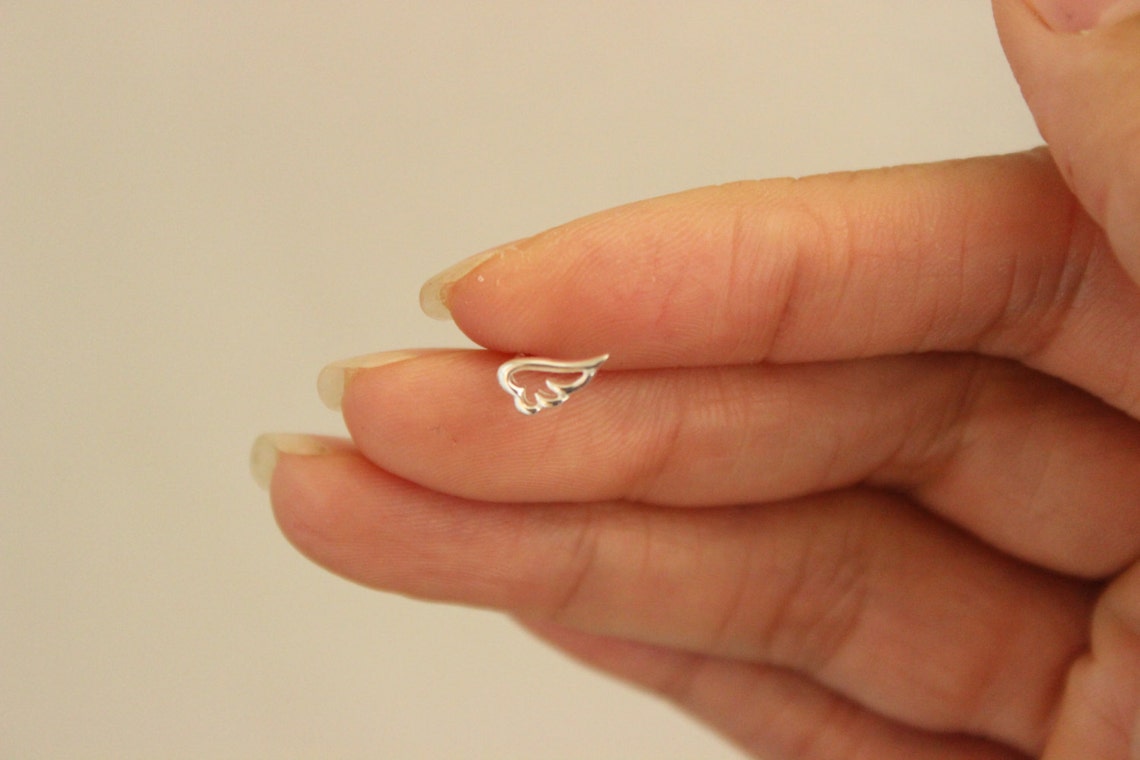 For Left or Right Ear, Sterling Silver Wing Cartilage Earring, Wing ...