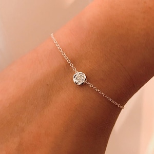 Tiny Rose Necklace, Flower Necklace, Dainty Delicate Silver Necklace ...