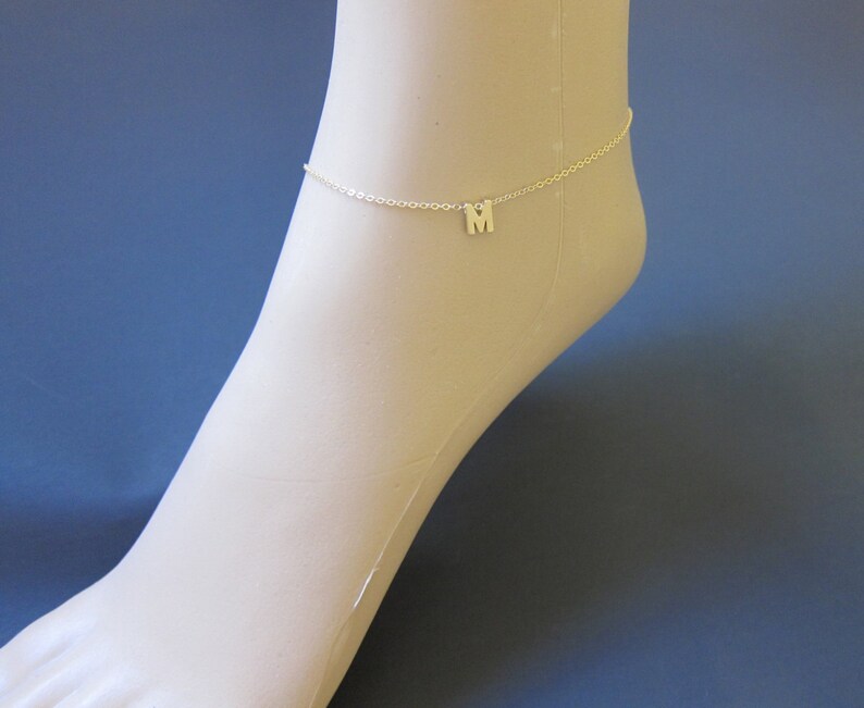 Gold Initial Anklet Tiny Gold Anklet Delicate Gold Anklet - Etsy