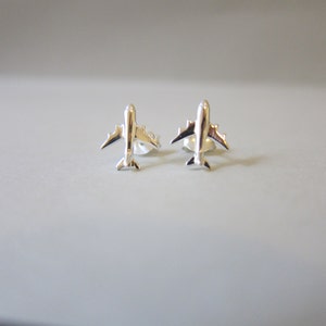 Tiny Sterling Silver Airplane Stud Earrings, Cute Earrings. - Etsy