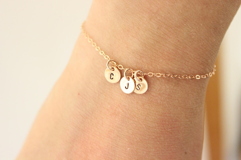 Two intial bracelet Tiny initials bracelet personalized | Etsy