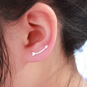 Sterling Silver Arrow Ear Cuff, Arrow Ear Climber, Ear Jacket Crawler ...