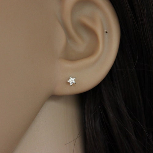 Tiny Sterling Silver Star Stud Earrings Tiny Stud Earrings - Etsy