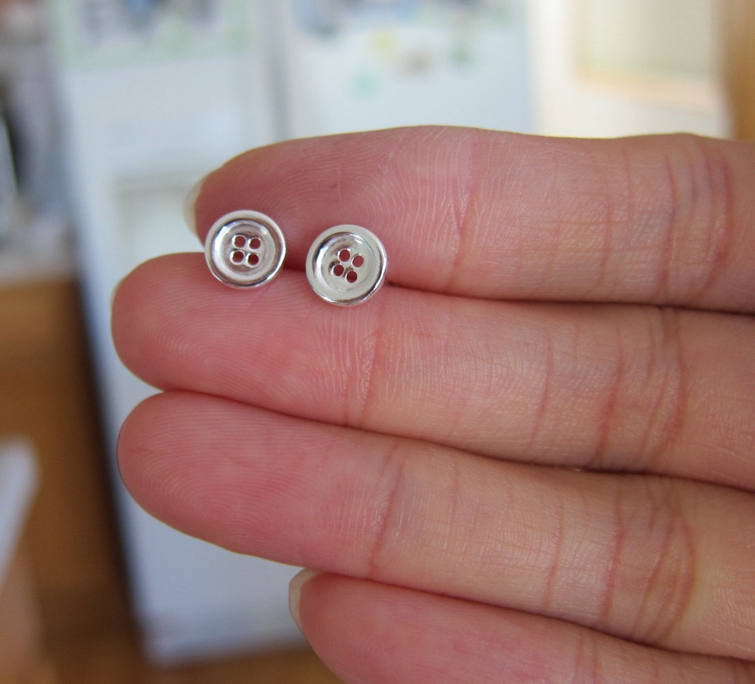 Sterling Silver Button Stud Earrings, Tiny Stud Earrings, Everyday ...