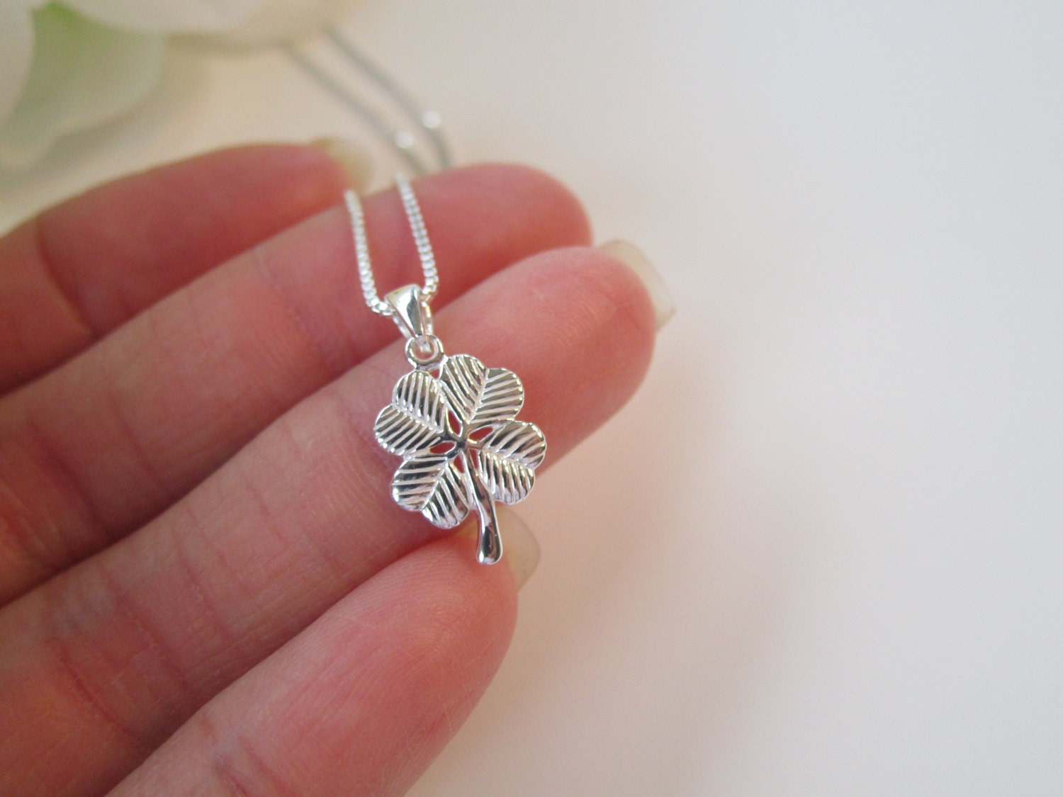 All Sterling Silver Clover Necklace Four Leaf Clover Clover | Etsy