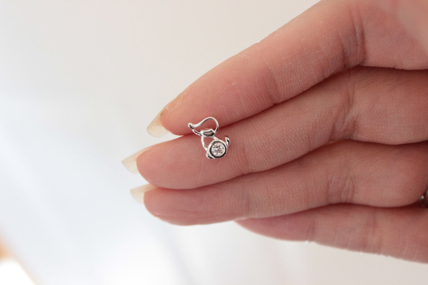 Left or Right Ear Dog Puppy Cartilage Stud Earring , Tiny Animal ...