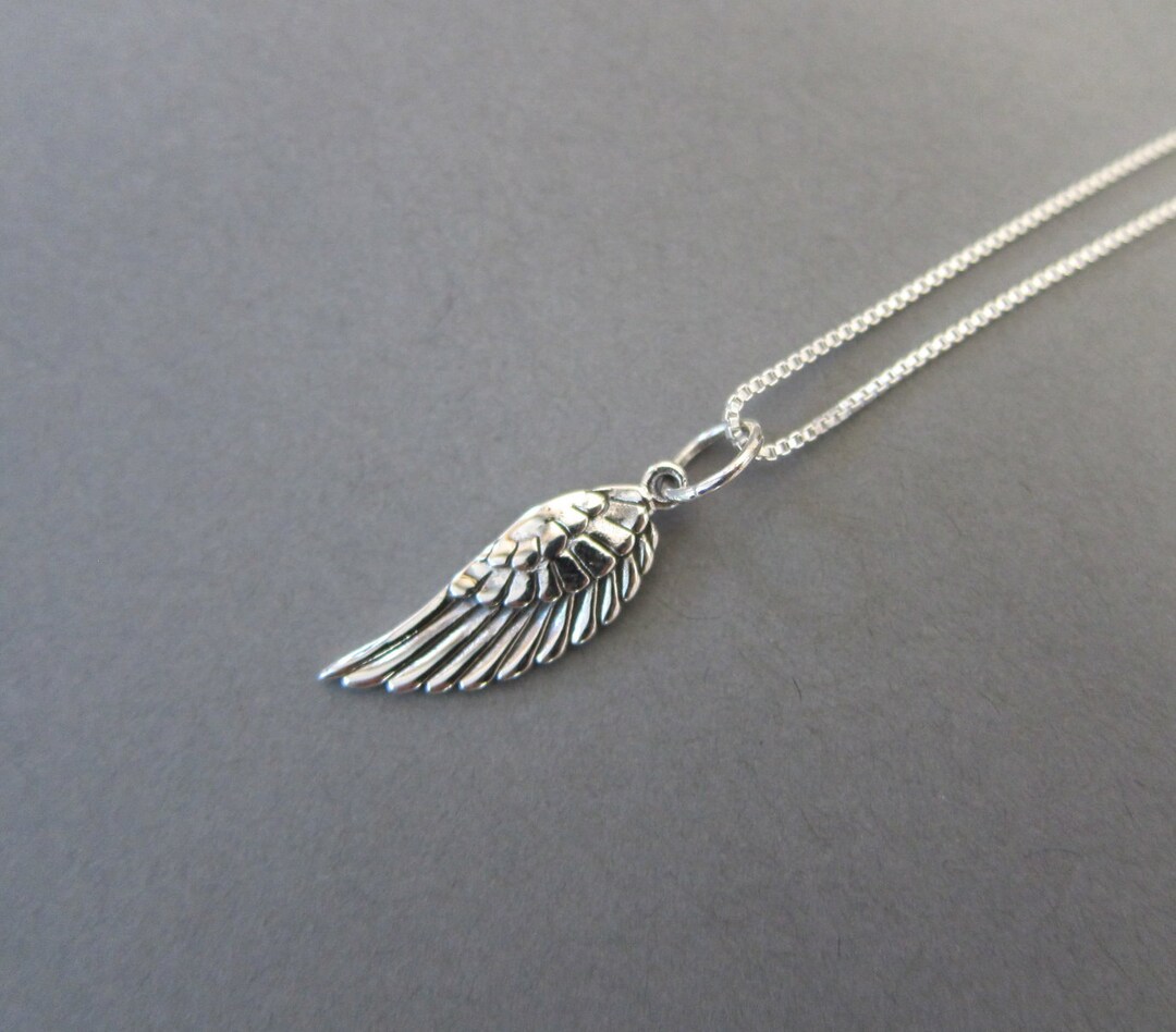 Sterling Silver Wing Necklace , Memorial Necklace, Simple Necklace - Etsy