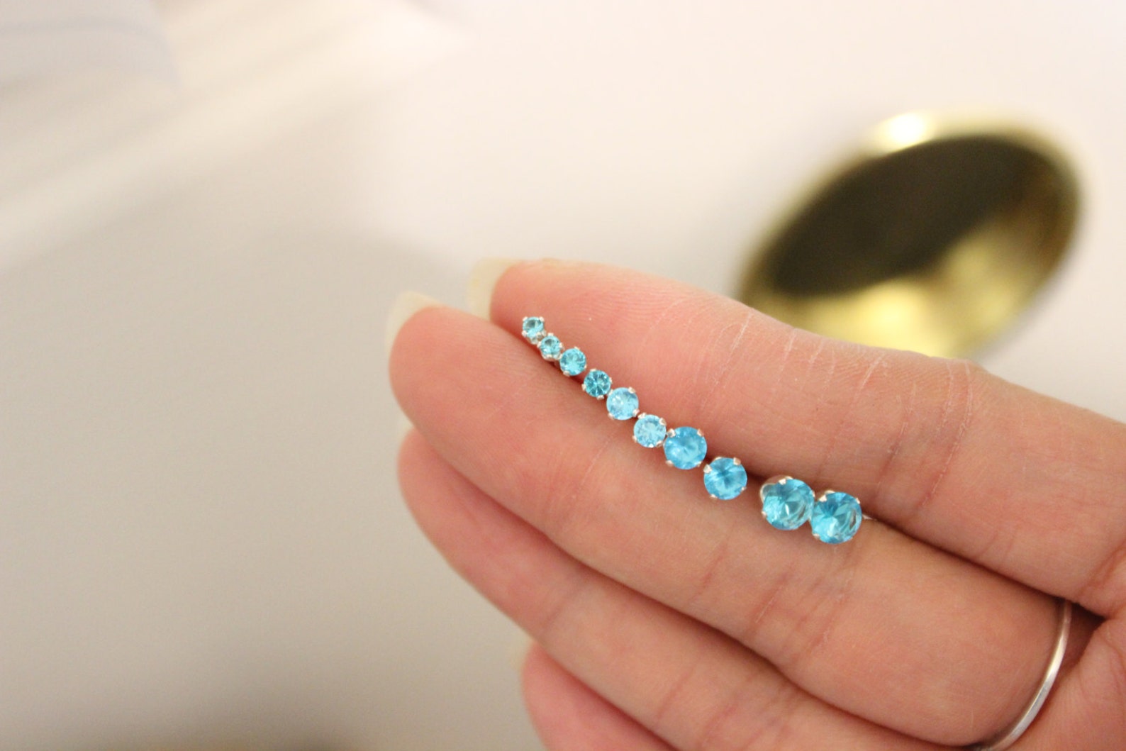 Blue Stud Earrings December birthstone tiny stud earrings | Etsy