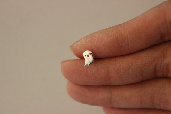 Sterling Silver Ghost Cartilage Earring Halloween Earring - Etsy