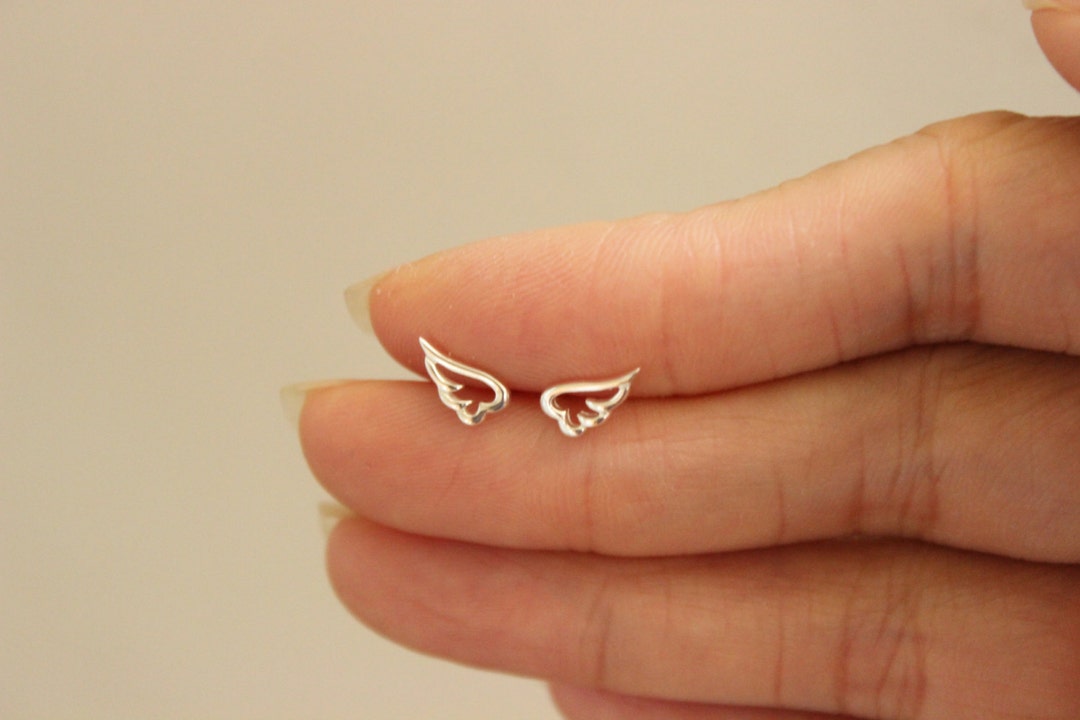 Sterling Silver Wing Stud Earrings, Wing Earrings, Wing Jewelry, Angel ...