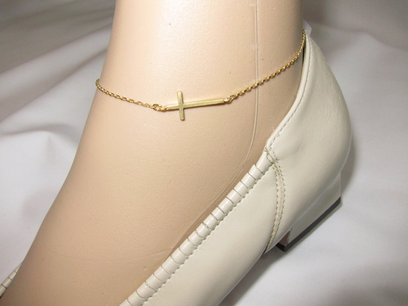 Skinny Sideways Cross Anklet Simple Anklet Best Friend - Etsy