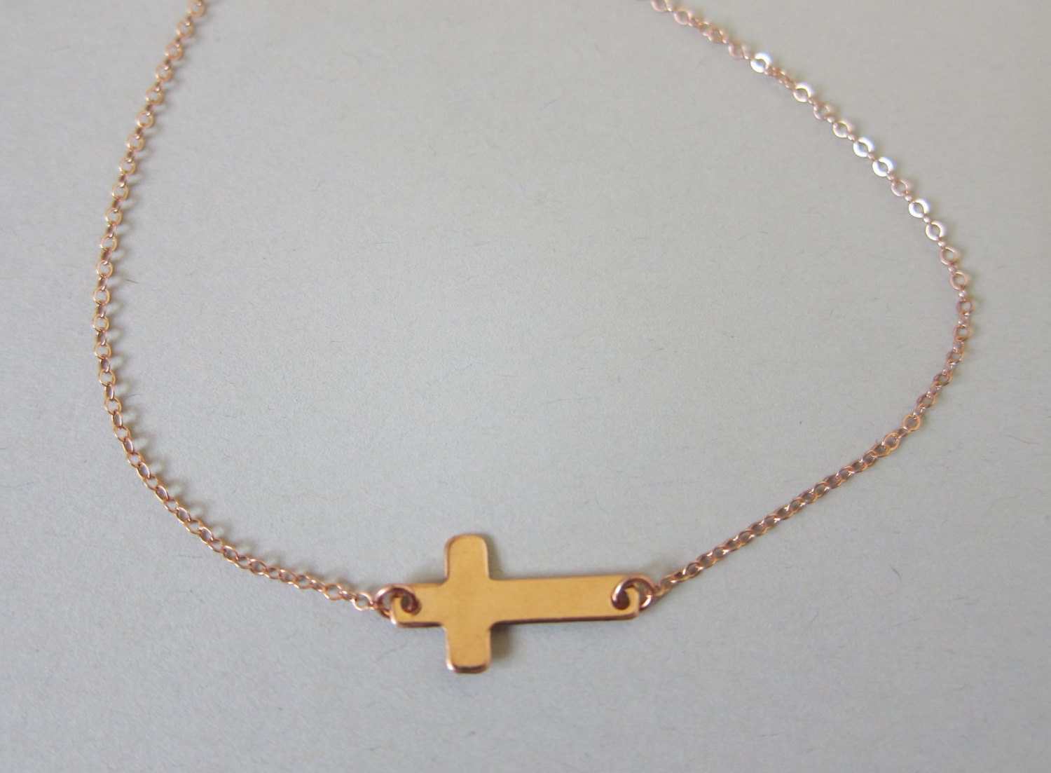 Rose Gold Filled Sideways Cross Rose Gold-filled Chain Anklet. | Etsy