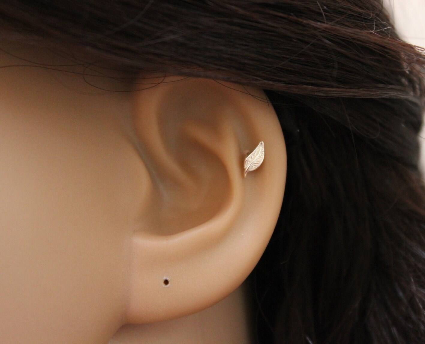 Tragus Cartilage Earring Tiny Leaf Cartilage Earring Tiny - Etsy