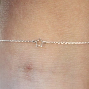 Silver Star Anklet, Gold Version Available, Delicate Anklet, Thin ...