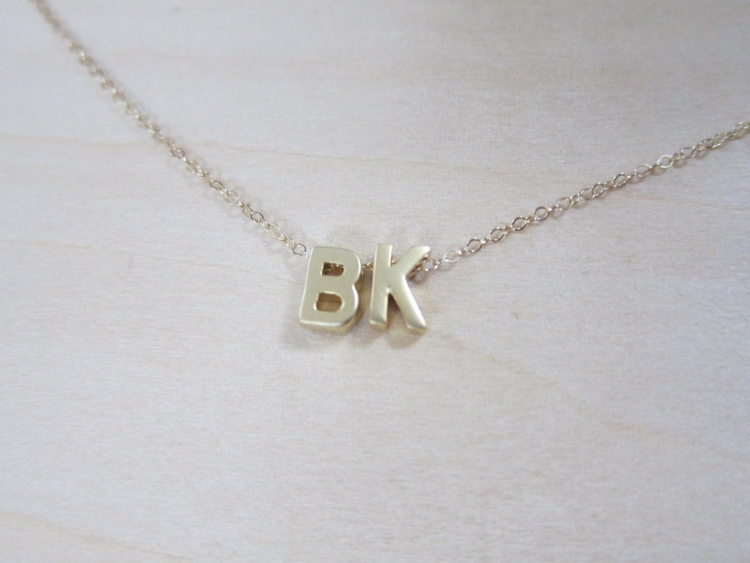 Two Initial Necklace Gold Initial Necklaceletter Necklace | Etsy