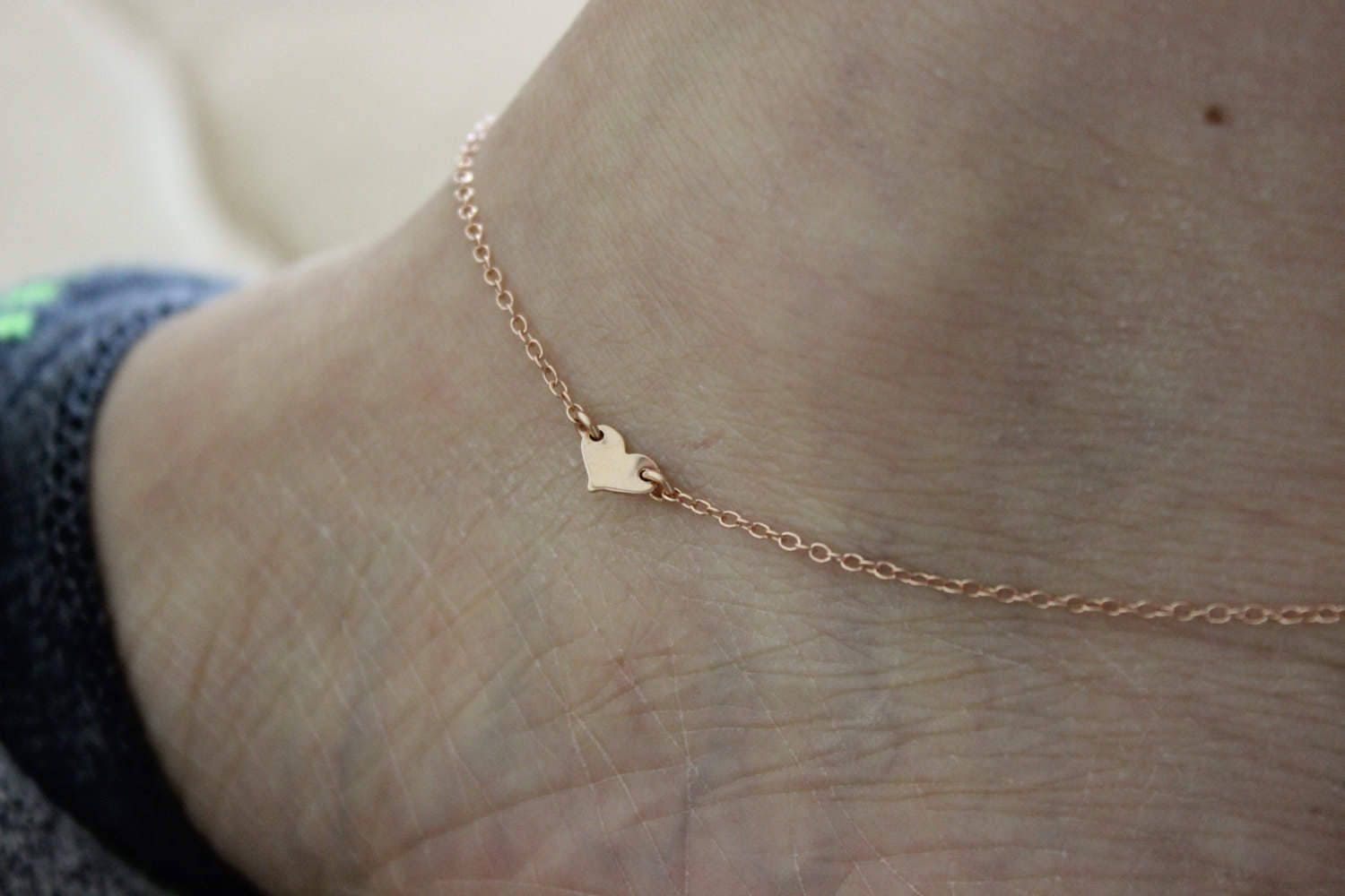 Tiny Heart Anklet, Silver Anklet, Simple Anklet, Delicate Anklet ...