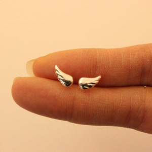 Wing Stud Earrings , Angle Wings Stud Earrings Dainty Silver Stud ...