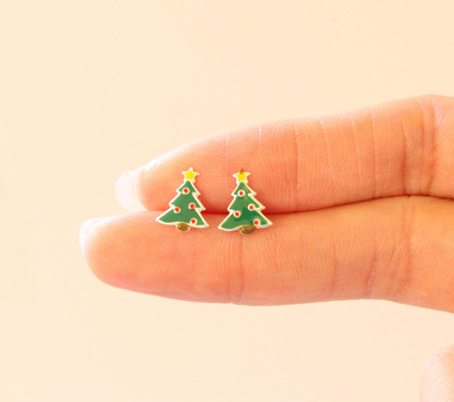 Christmas Tree Stud Earrings, Sterling Silver Stud Earrings, Fir Tree ...