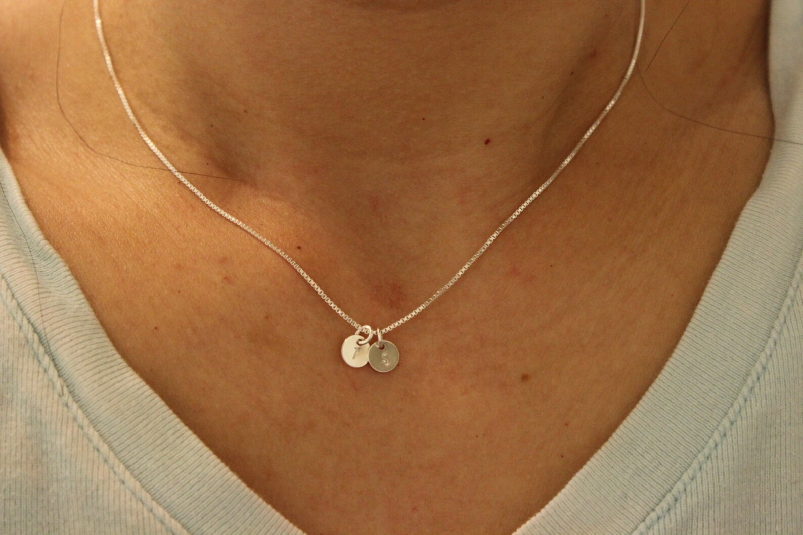 Two Initial Necklace Silver Initial Necklace Gold Initial - Etsy