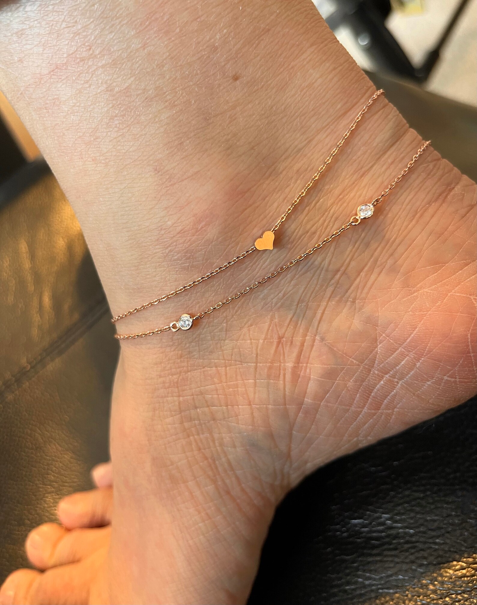 Tiny Heart Anklet Delicate Anklet Dainry Anklet Thin Gold - Etsy