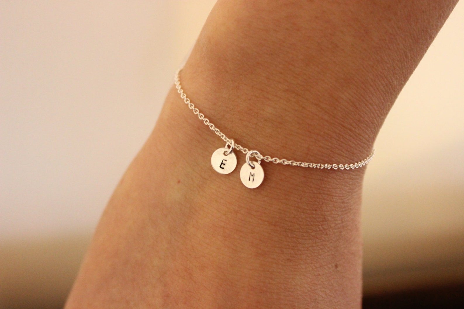 Two Intial Bracelet, Tiny Initials Bracelet, Personalized Bracelet ...
