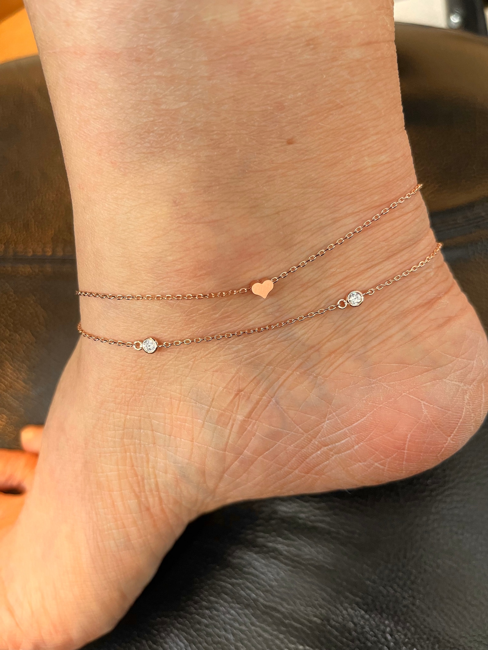 Tiny Heart Anklet Delicate Anklet Dainry Anklet Thin Gold - Etsy