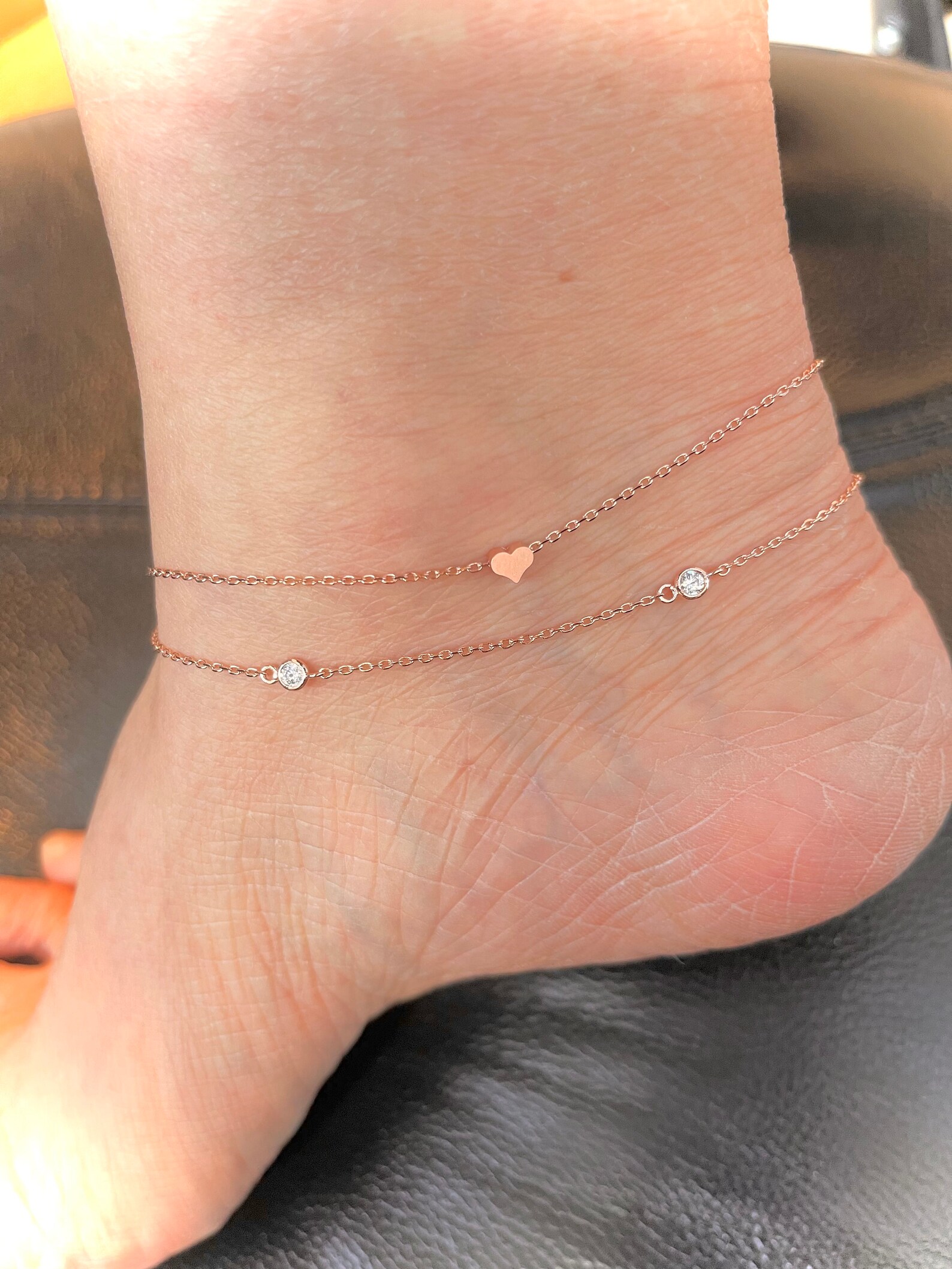 Cz Diamond Anklet, Station Anklet Bracelet, Dainty Anklet Delicate ...