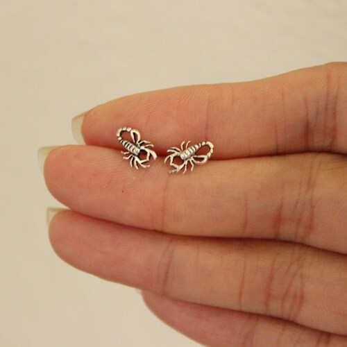 Sterling Silver Scorpion Stud Earrings Insect Tiny Earrings | Etsy