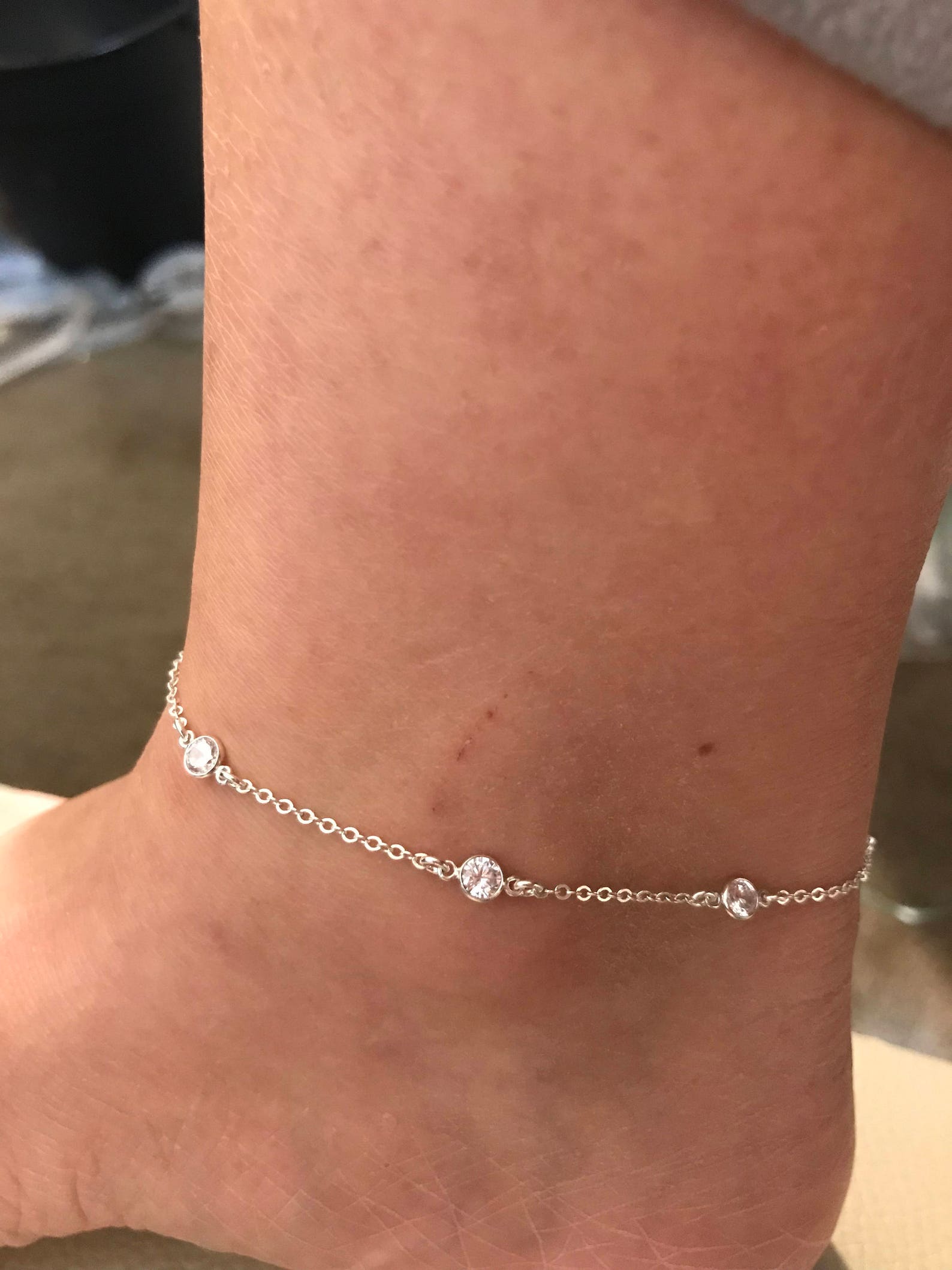 Cz Diamond Anklet, Station Anklet Bracelet, Dainty Anklet Delicate ...
