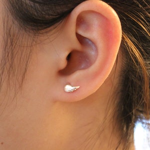 Wing Stud Earrings , Angle Wings Stud Earrings Dainty Silver Stud ...