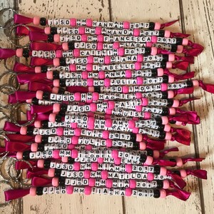 Personalised Beaded Bag Tag or Keychain for School Bags, PE Bags or ...