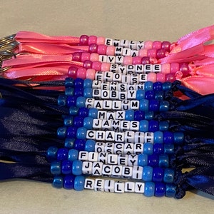 Personalised Beaded Bag Tag or Keychain for School Bags, PE Bags or ...