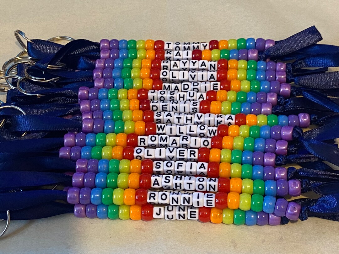 Personalised Beaded Bag Tag Or Keychain For School Bags PE Bags Or personalised-beaded-bag-tag-or-keychain-for-school-bags-pe-bags-or