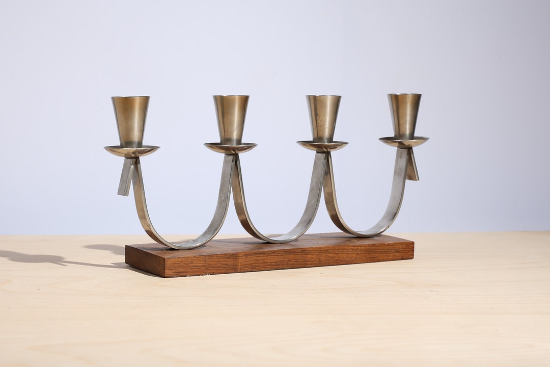MCM Teak Candle Holder by MG Denmark 4 Candle Stainless - Etsy