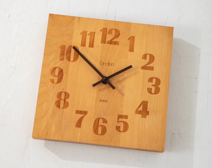 Linden Wood Wall Clock Butcher Block Solid Wood - Etsy