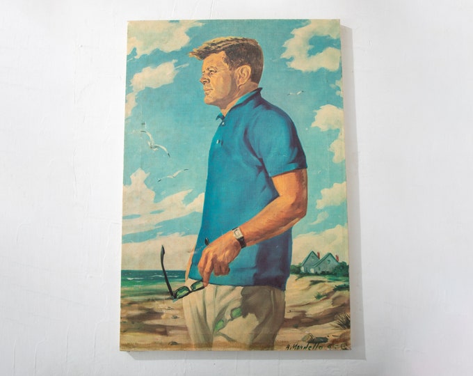 1965 JFK Print on Canvas Artist R. Mondello John F. Kennedy 20"x30" - Etsy