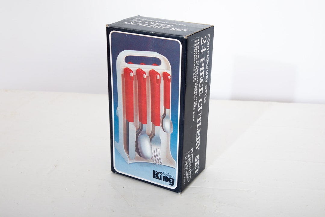 Red Cutlery Set 24 Piece - Etsy