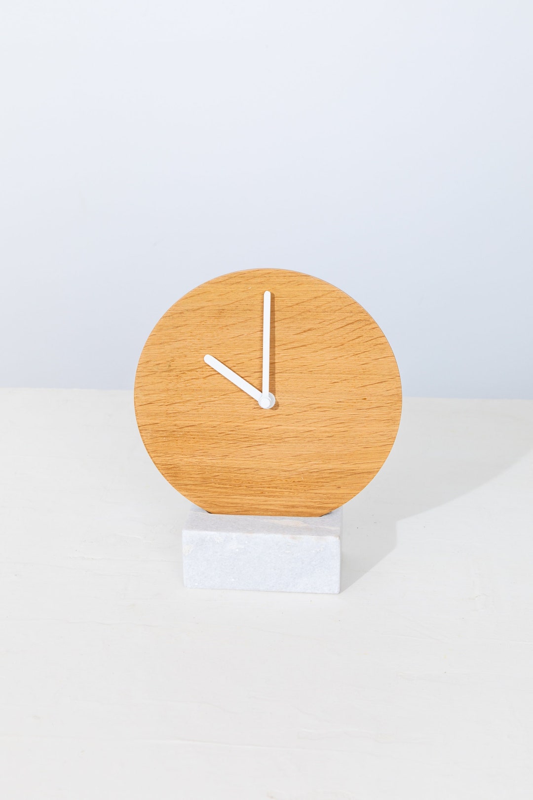 Conran Wood Clock With Stone Base - Etsy