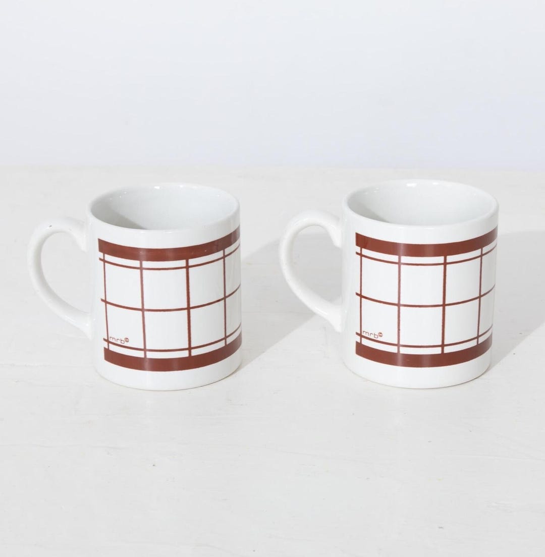 Brown Grid Mugs by MRB Grindley of Stoke England Set of 2 - Etsy