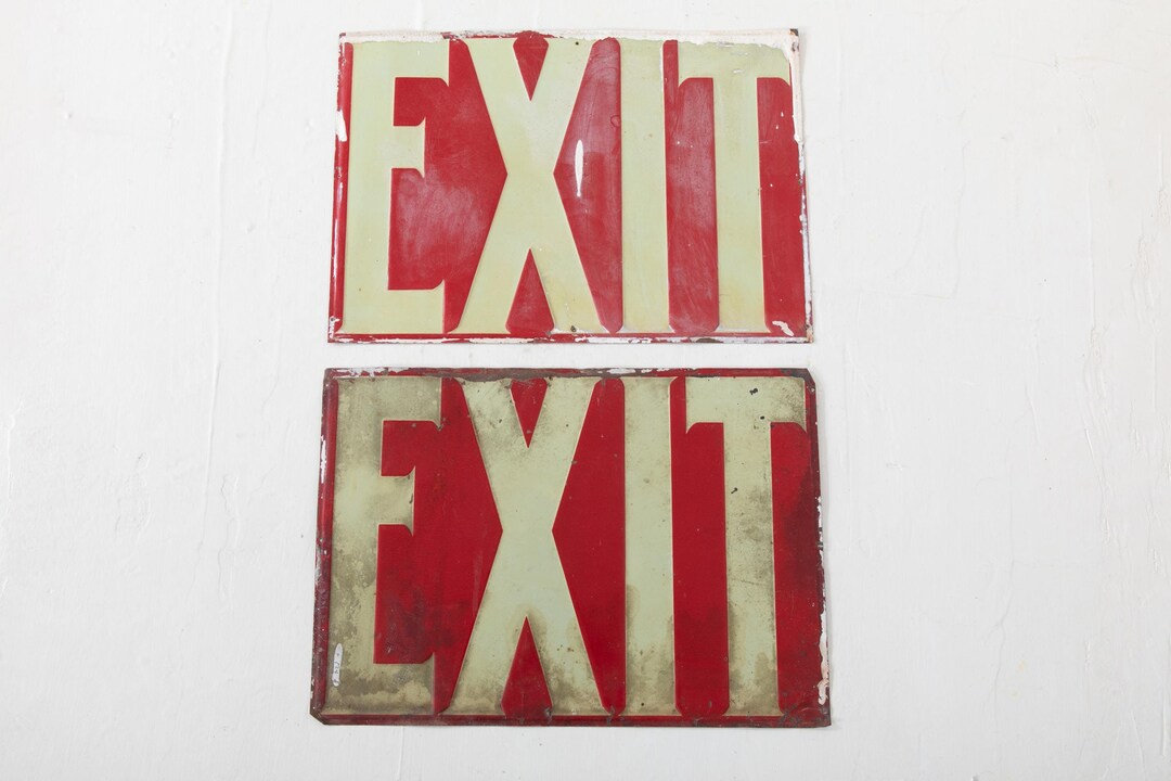 Metal Exit Signs Vintage Set of 2 - Etsy