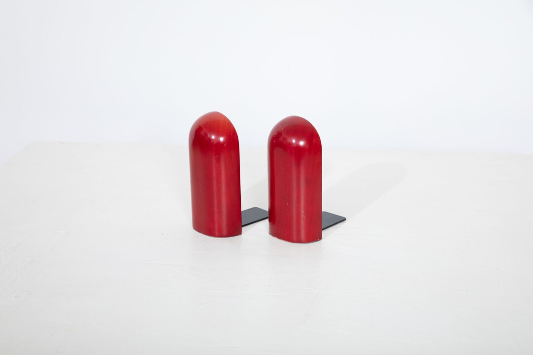 Red Wood Bookends - Etsy