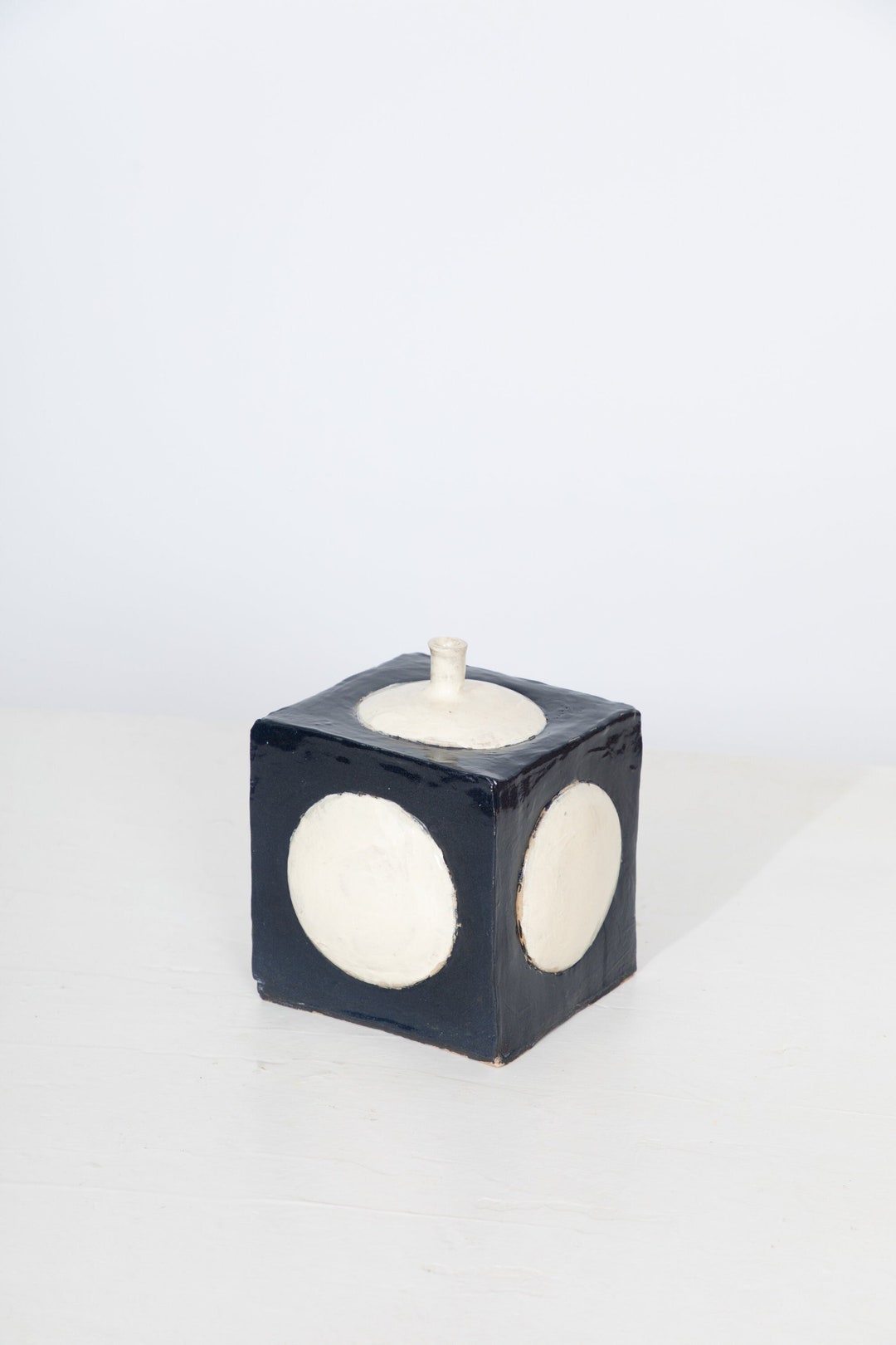 Modern Pottery Vase by K Frye 2008 Space Age Bud Vase Mod Navy Blue - Etsy