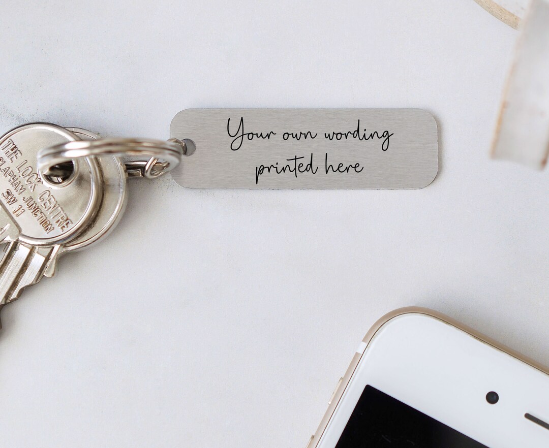 Personalised Keyring Tag Printed With Your Own Wording Choice of 4 ...