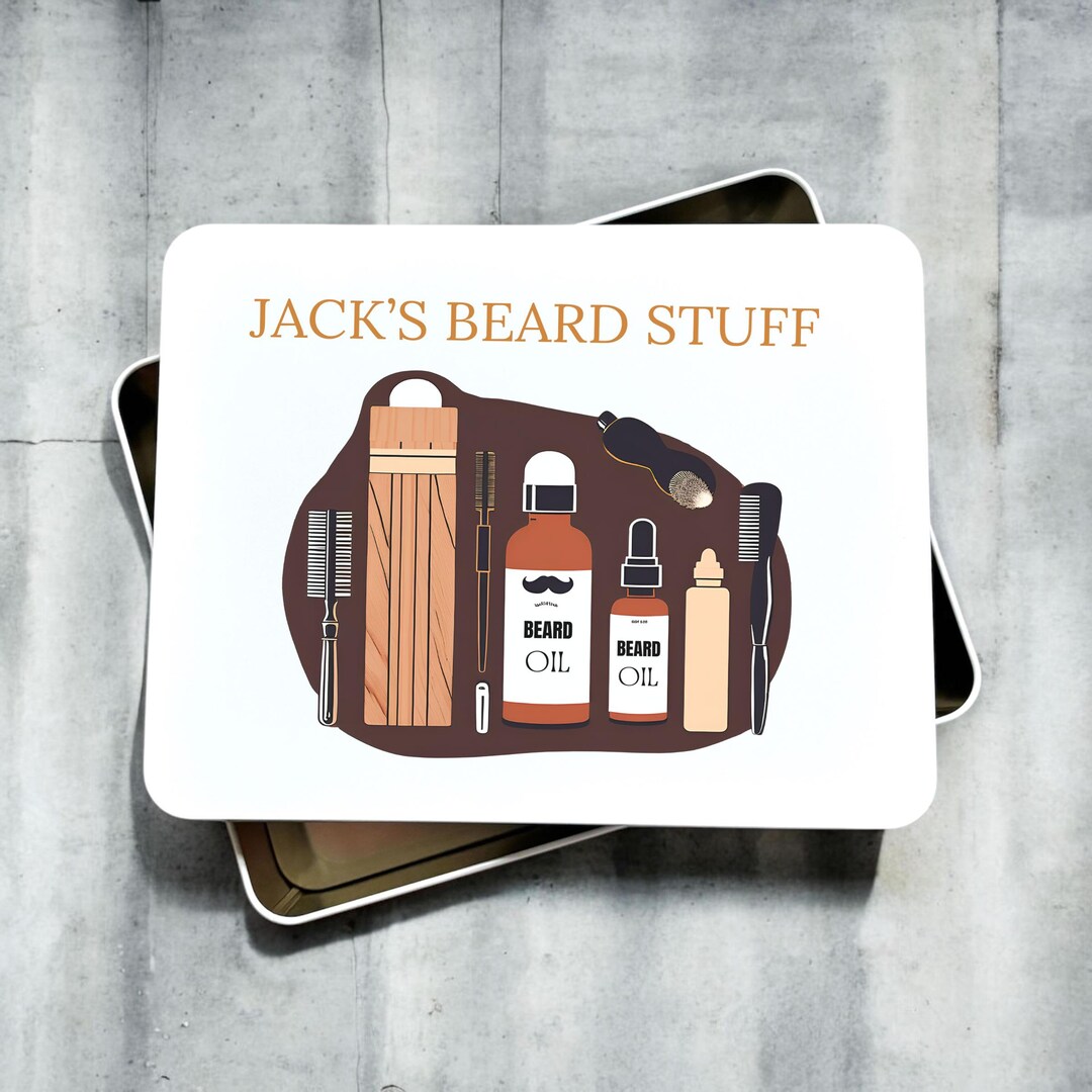 Personalised Name Beard Shaving Grooming Stuff Metal Tin - Gift Idea ...